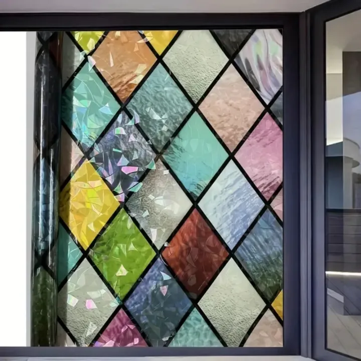 Decals Frosted Stained Glass Window Sticker Vintage Translucent Stained ...