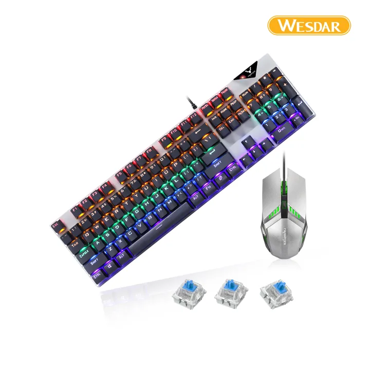 WESDAR Chiropter KM19 Gaming Combo – Mechanical Keyboard with Blue ...