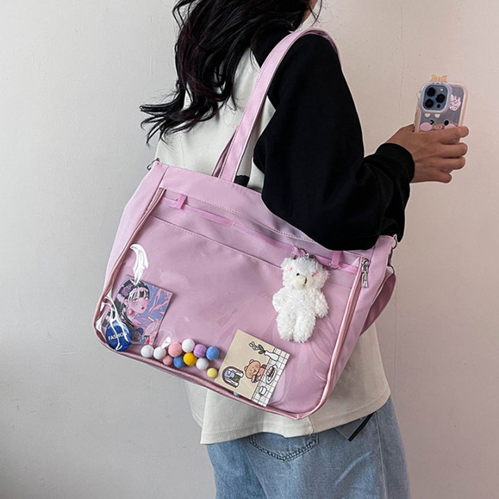 Kawaii High School Teenage Girls JK Bag Big Nylon Bag PVC Transparent ...