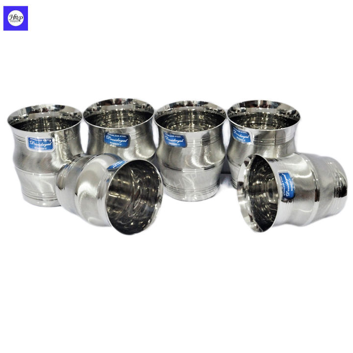 DeviDayal Stainless Steel Platinum Damroo Water Glass Pack Of 6 / 400 ...