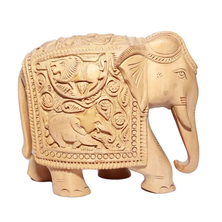 Light Brown Elephant Carved Design Showpiece | Daraz.com.np