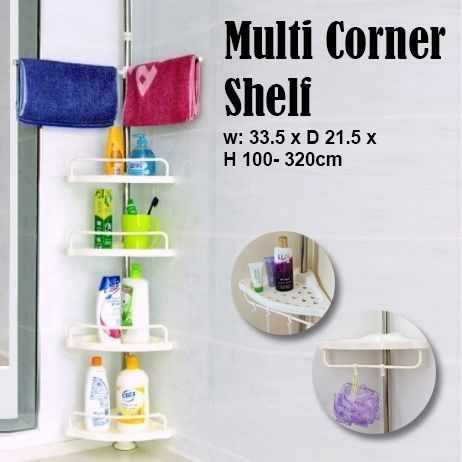 No Tools 4 Tier Multi Use Rack Corner Shelf Holder Shelves Adjustable ...