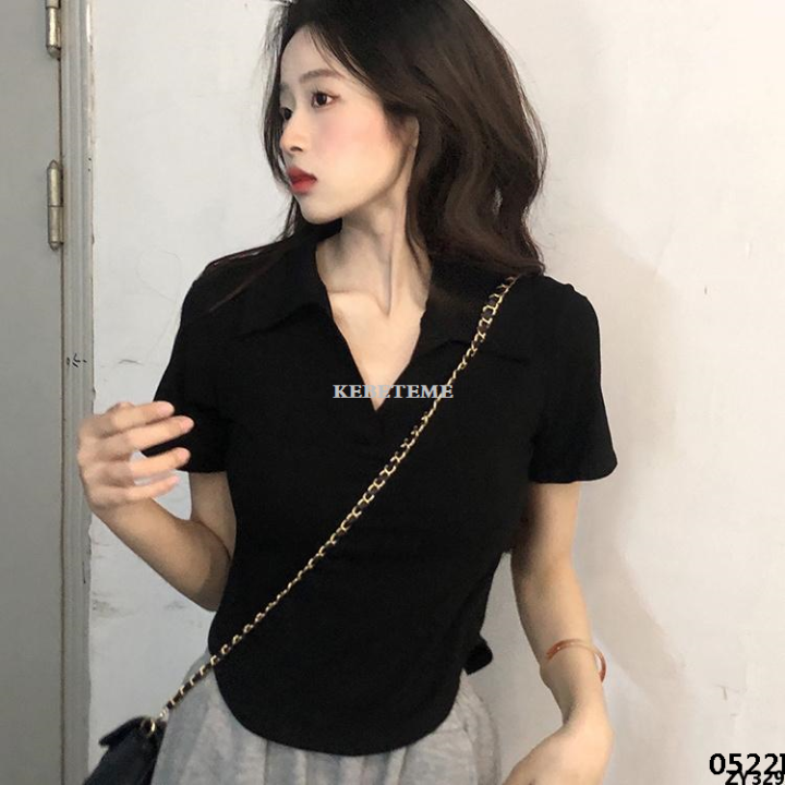 KEBETEMEBody type summer niche polo design style shirt Sho new top T2025 T T-shirt collar 23 ...