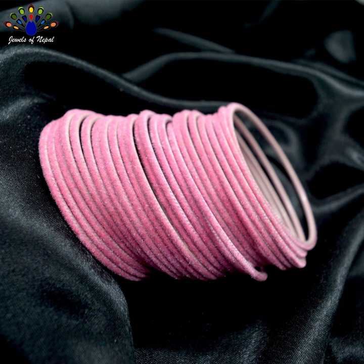 Jewels of Nepal Light Pink Velvet Bangles For Women- 2 dozens (24pcs ...