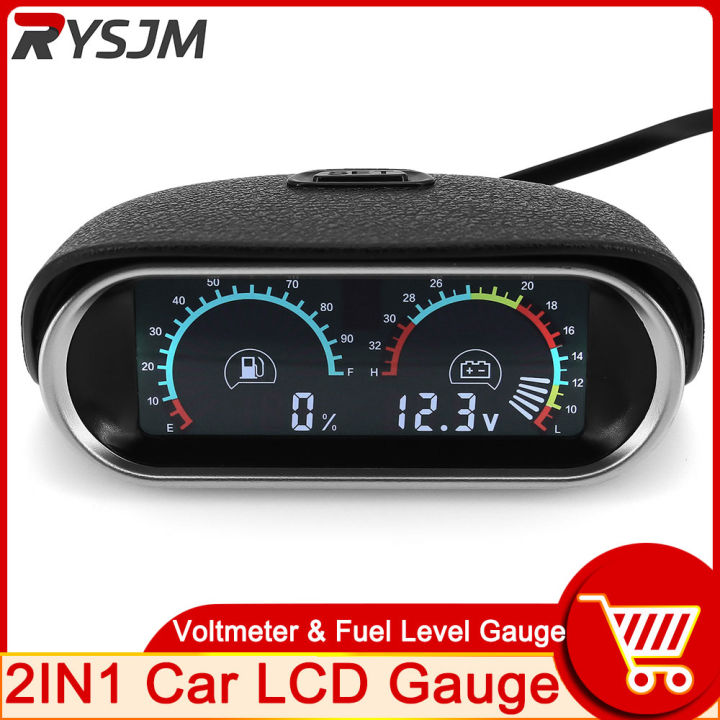 NEW 【Innovative design】Car Truck Volt Meter Oil Fuel Gauge 2 In 1 ...