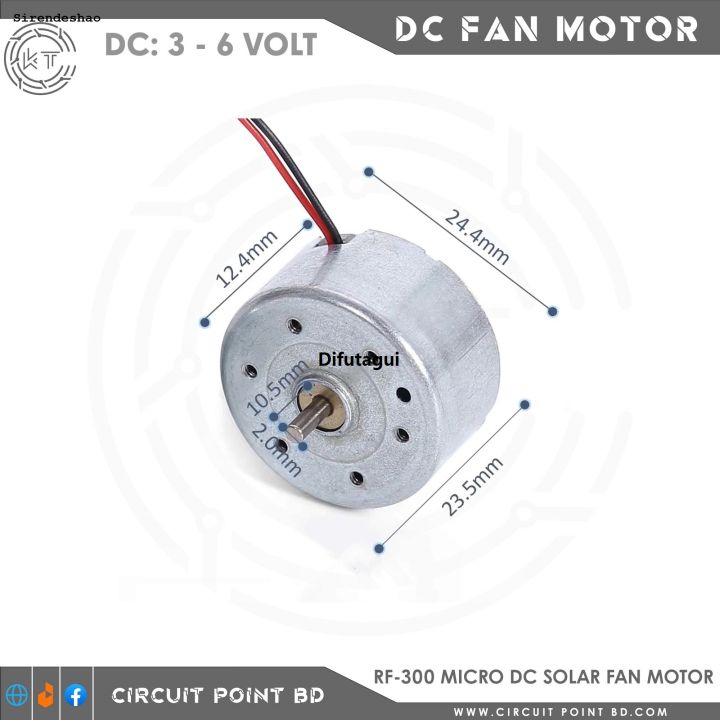 Difutagui DC Micro Motor 300 / RF-300 Solar Motor – 5V to 12V 2mm Shaft ...