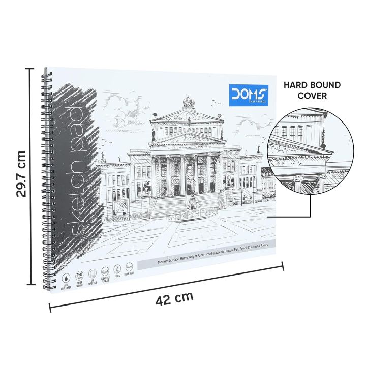 DOMS Sketch Book | A3 | Spiral Bound | 36 Sheets | Perforation Design | 150 GSM | 8647 | Daraz ...