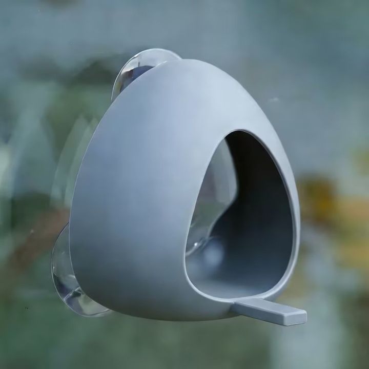 Hut Shape Suction Cup Window Bird Feeder Detachable Wall Mounted Bird ...