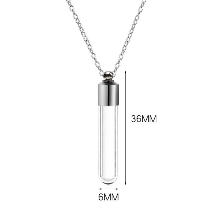 Portable Ashes Holder Glass Bottle Necklace with Chain Fillable Perfume ...