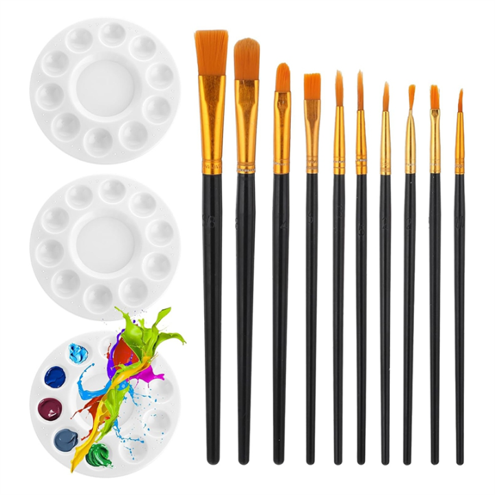 Spreeshop Paint Brush Palette Set 10 Pieces Nylon Craft Acrylic Paint ...