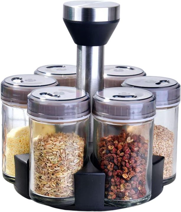 Qubix New 6-Jar Revolving Spice Rack Organizer, Spinning Countertop ...