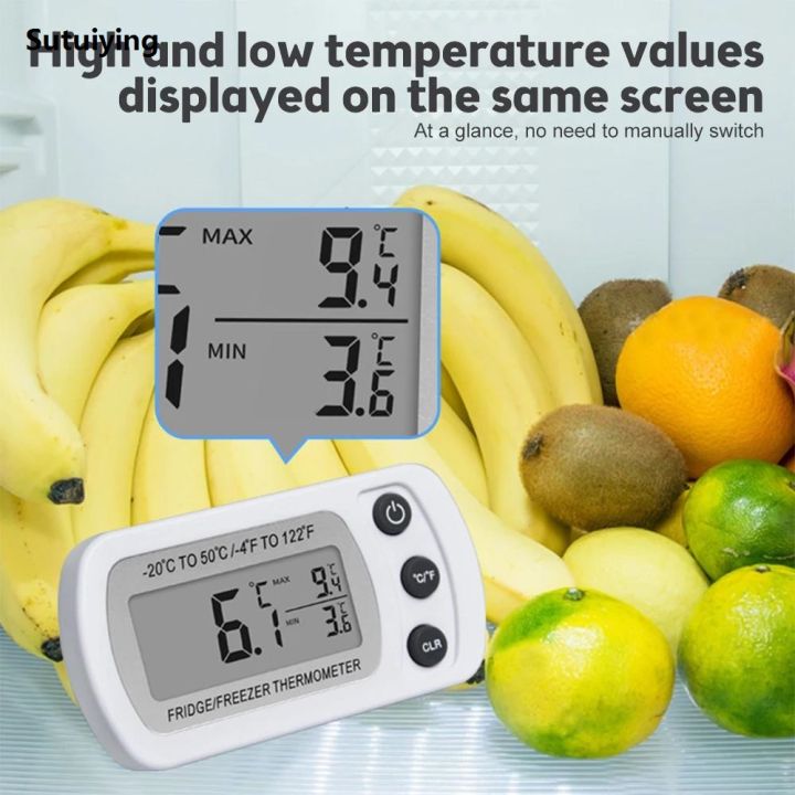 Sutuiying Fridge Thermometer with Hook Anti-Humidity Refrigerator ...