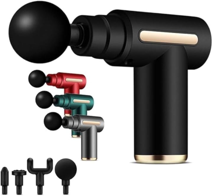 Cordless Battery Powered Massage Gun Deep Tissue 4 Specialized Heads ...