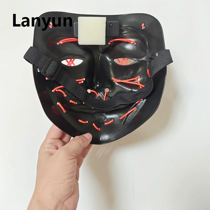 Lanyun 2024 Halloween Wireless Rave Mask Decor Luminous LED Purge Mask ...