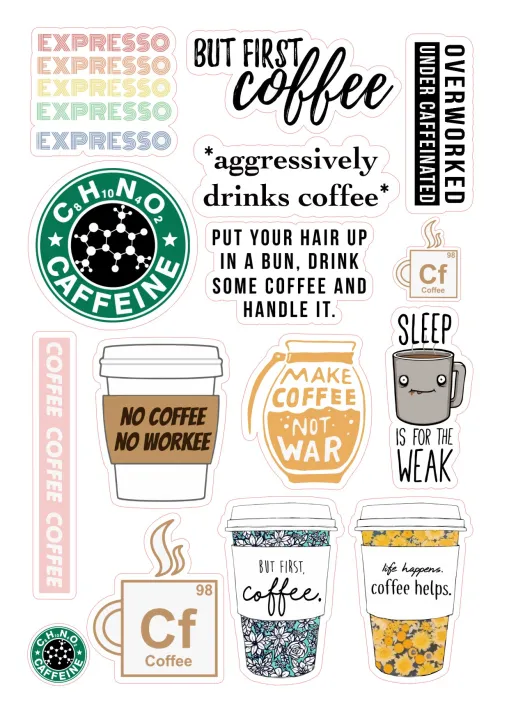 Coffee Sticker Set- 13 pcs | Sticker Pack for Laptop | Decalsnation ...