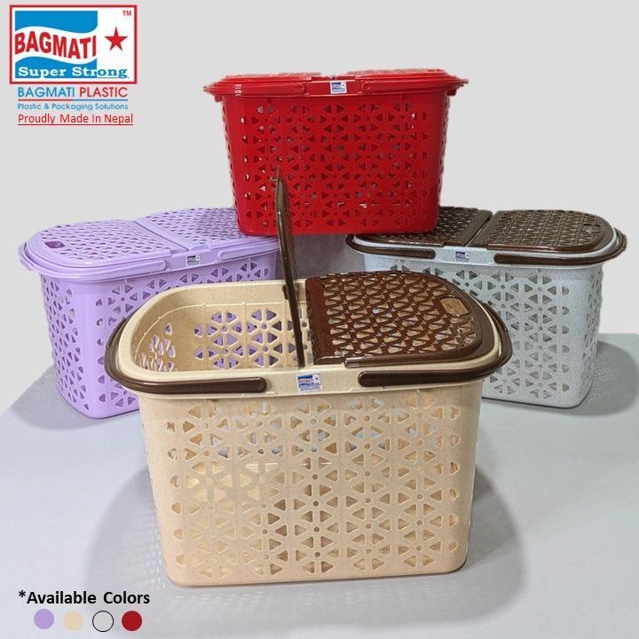 Bagmati Durable Multipurpose Plastic Basket with Lid | Daraz.com.np