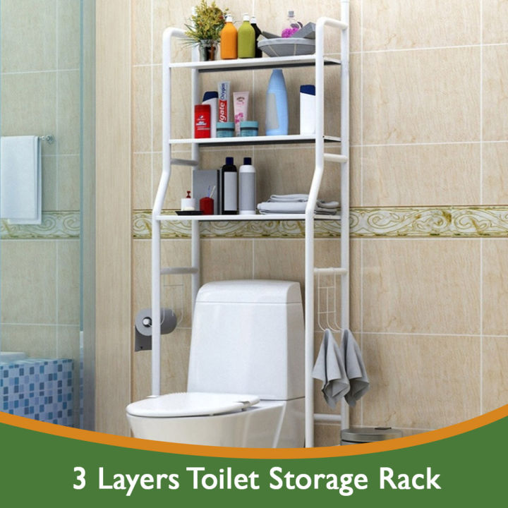 3 Tier Toilet Rack Organizer Storage Washing Machine Bathroom Shelf ...