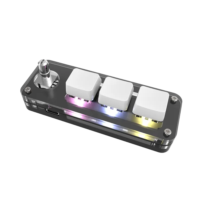 3 Keys Knob RGB Gaming Keyboard Programming Keypad Mini Mechanical ...