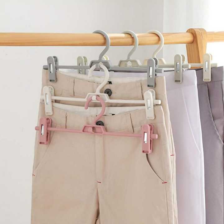Plastic Stackable Pants Hanger Space Saver Hanging Rack With Clip ...