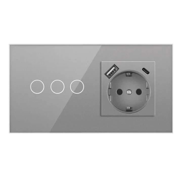 16A Wall Socket Touch Sensor Switch Europe Russia Spain Germany Grey ...