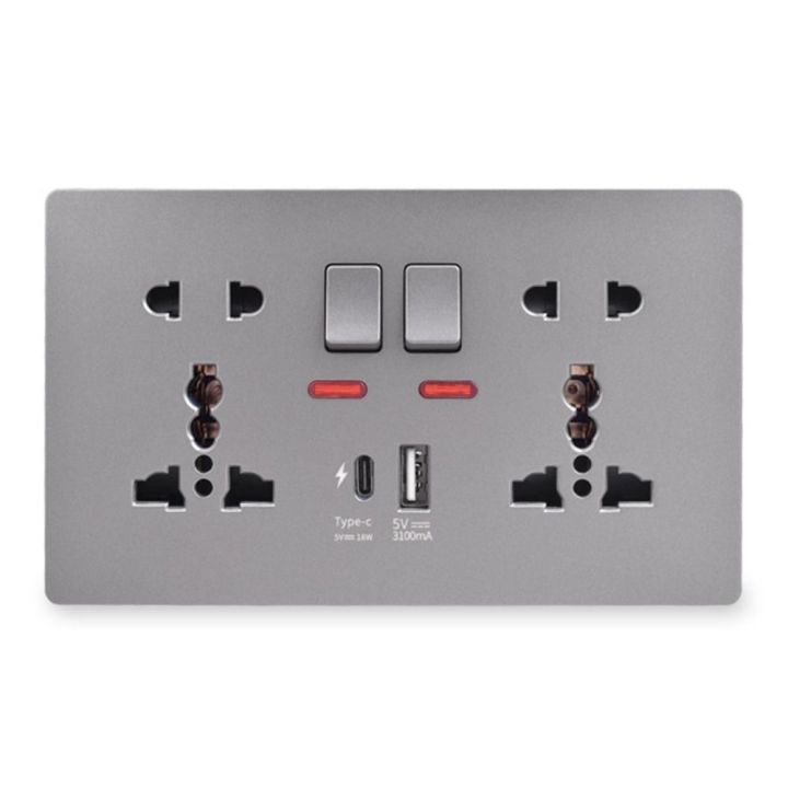 Type-C USB Port 18W 4A Smart Quick Power Socket Wall Outlet Switch ...