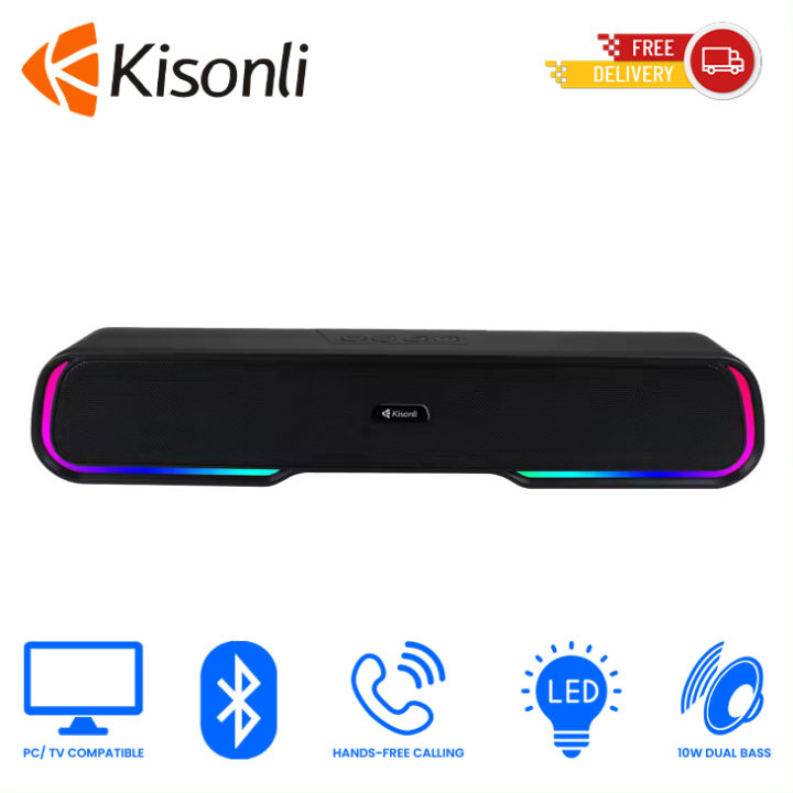 Kisonli LED-913 Bluetooth Speaker with Dual Bass and RGB Lights ...