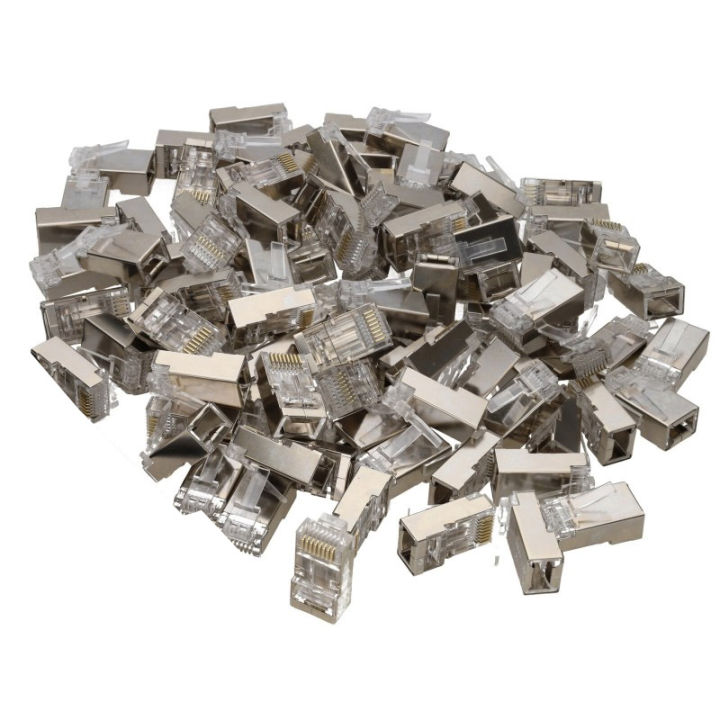 RJ45 Connector with Metal Shield | Pack of 25pc | Daraz.com.np
