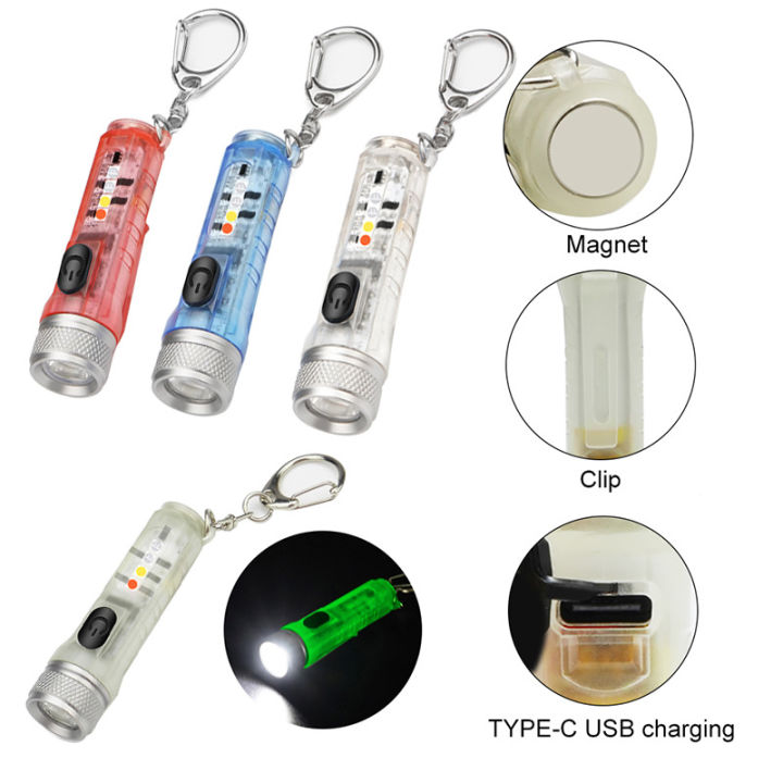 2025 NEW Mini Keychain Flashlight LED Rechargeable Torch Portable ...