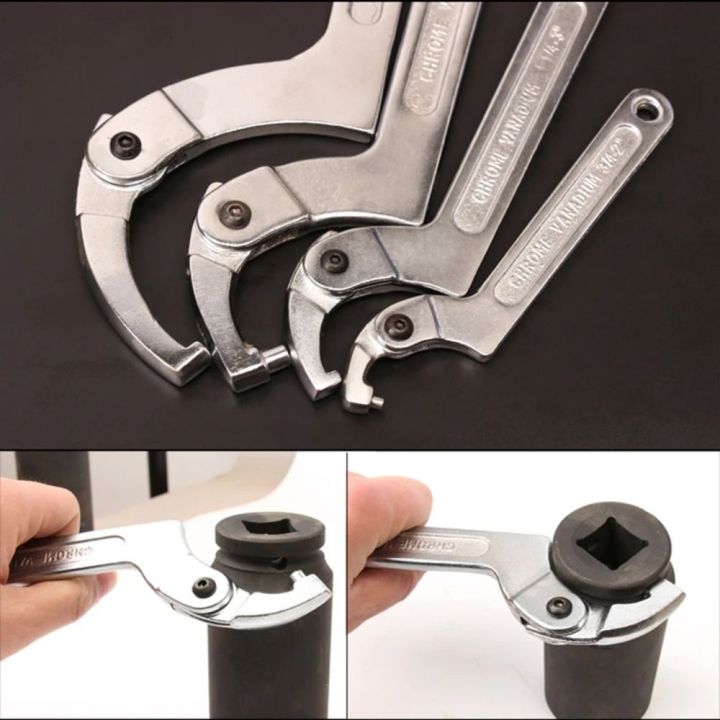 Portable Set Round/Square Head Hook Wrench Tool Adjuster Screw Nuts ...