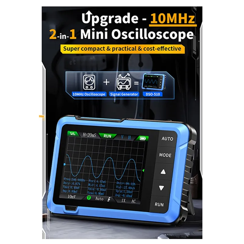 -510 Digital Mini Oscilloscope Multi-Function Signal Generator 2 in 1 Bandwidth 10M 48MS/S ...