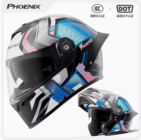 Phoenix Motorcycle Helmet for Men and Women, Large Size, Dual Visor ...