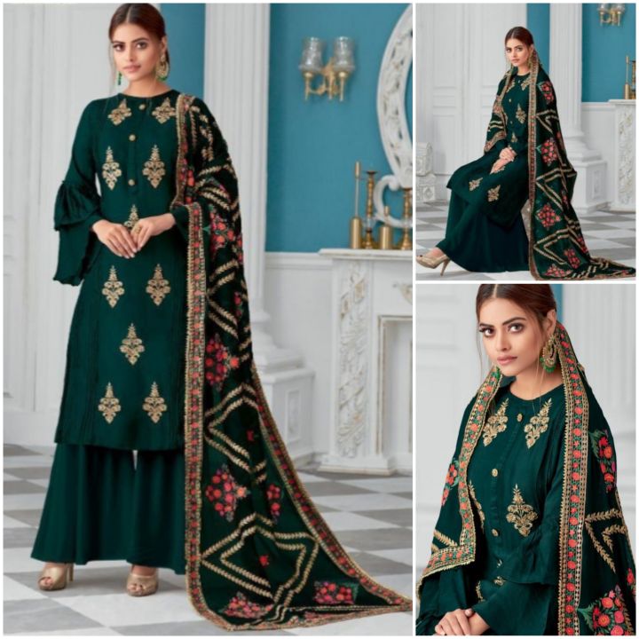 Green Georgette Partywear Suit Piece | Daraz.com.np