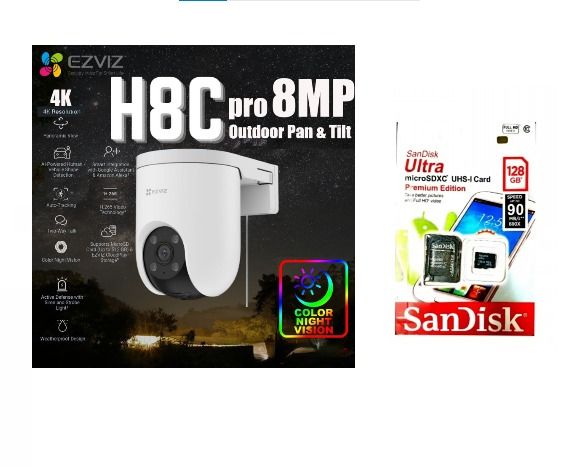 Ezviz H8c Pro 8MP 4K Outdoor Pan & Tilt Wired/Wireless CCTV Camera With ...