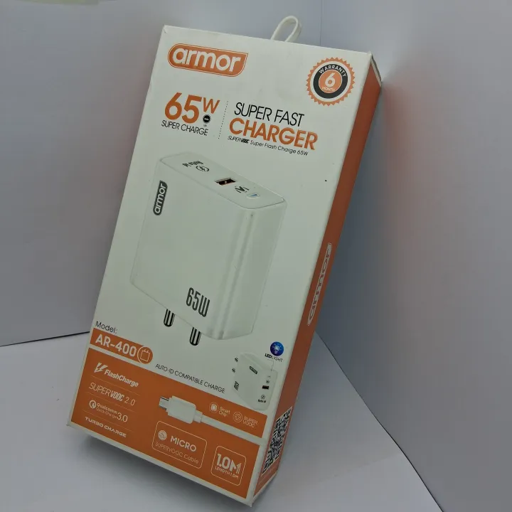 65 Watt Micro Super Fast Charger ( Model AR - 400 ) | Daraz.com.np