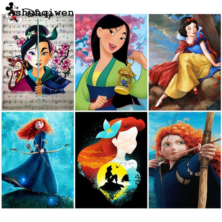 Ashunqiwen Disney Diamond Painting Princess Mulan 5D DIY Cartoon ...