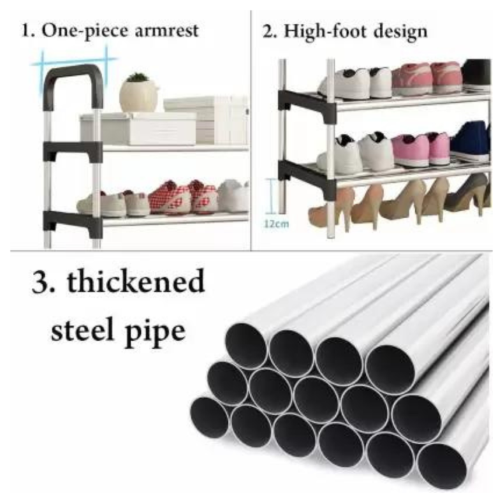 Stainless Steel Foldable Shoe Rack 4 Layers Size 60 cm x 30 cm x 80 cm ...