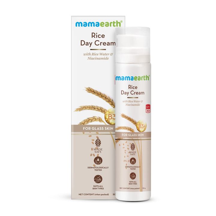 Mama.Earth Rice Day Cream SPF 30 with Rice Water & Niacinamide (50g ...