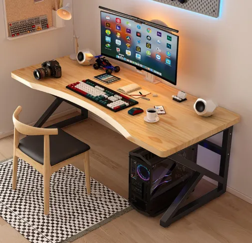 Miracles Natural Wood Computer Desk 120x60x75cm | Curved Edge Office ...