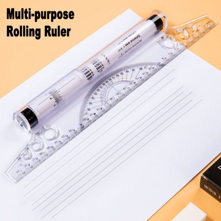 Multi Function Plastic Parallel Roller Ruler Transparent 15/30CM ...