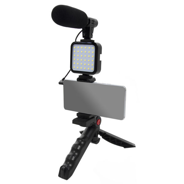 MIC-VLOGGER-KIT Mobile Vlogging Kit with Microphone, Light & Adaptable ...