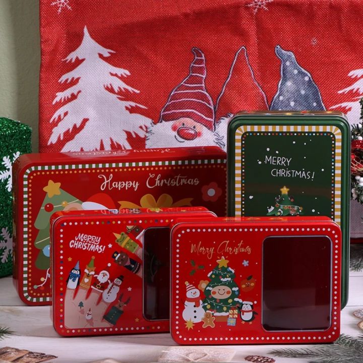 Cute Rectangle Christmas Tinplate Candy Box Empty Metal Cookie Tin Box ...