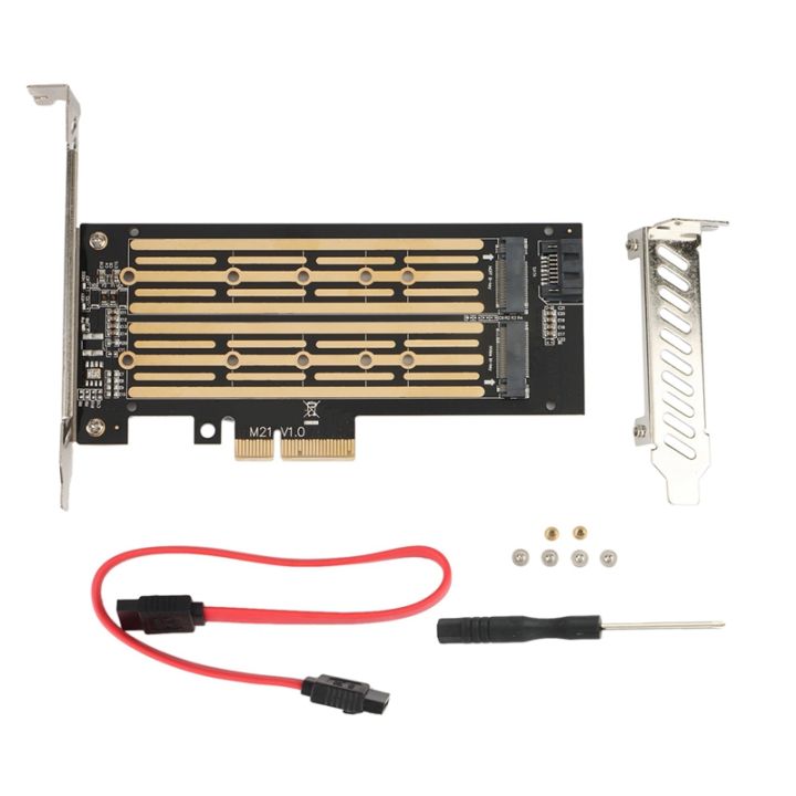 M.2 NVMe & SATA NGFF Adapter SSD to PCIe Riser Card Key M+B with SATA ...
