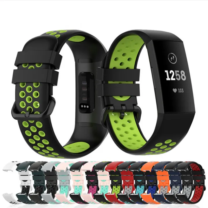 SDual-color Silicone Strap For Fitbit Charge 4/3 SE Smart Watch Band ...