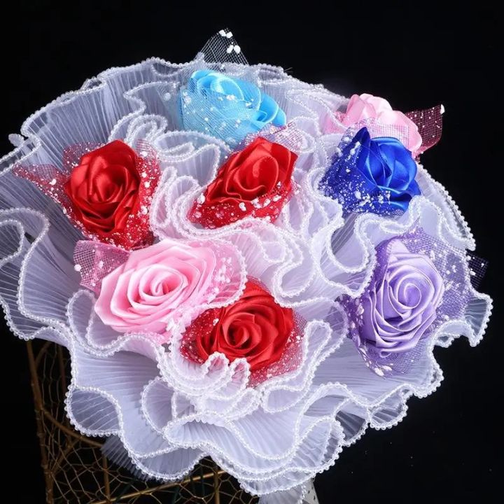 Flower Wrapping Paper Pearl Wave Yarn Flower Packaging Lace Mesh ...