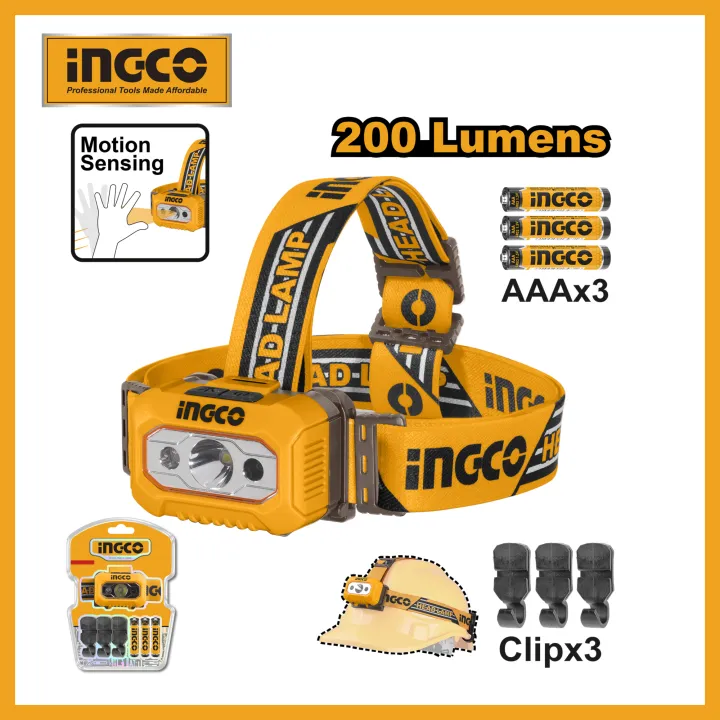 INGCO High-Intensity LED Headlamp with Motion Sensing and Multi-Color ...