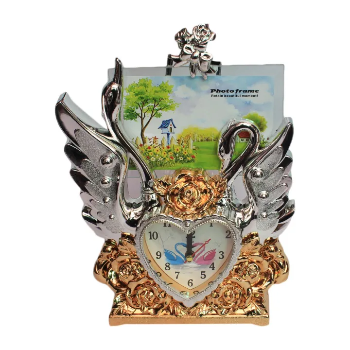 Silver/Golden Swan Clock With Frame | Daraz.com.np