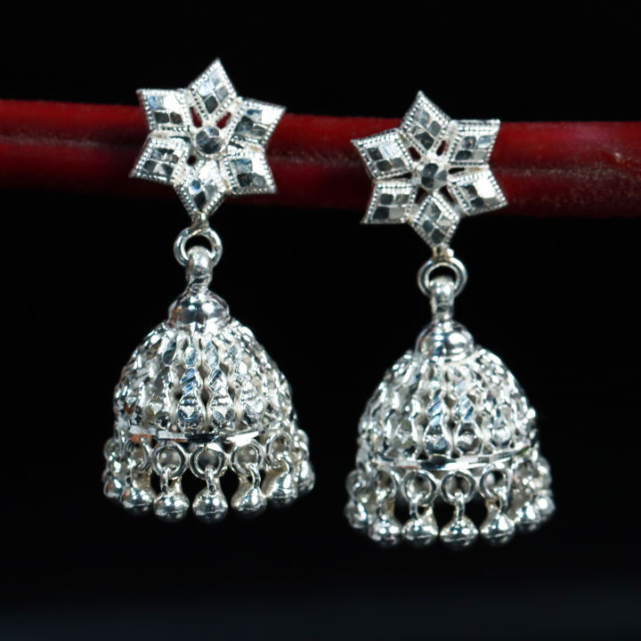 Hesse Tisa Silver Pijada Jhumka Small Silver Earrings | Daraz.com.np