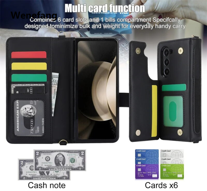 Wenefang Crossbody Bag Leather Phone Case For Samsung Galaxy Z Fold 5 4 ...