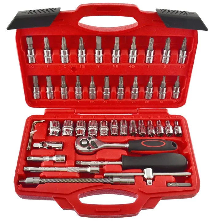 Heavy Tool 46 In 1 Pcs Tool Kit & Screwdriver And Socket Set With Big ...