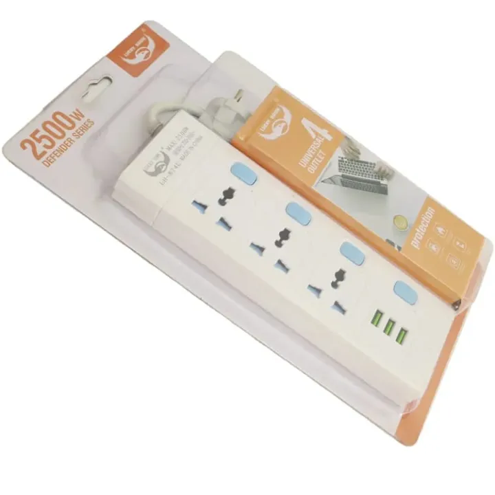 Lucky Hawk 3 Port & 3 USB Heavy Universal Extension Cord Board ...